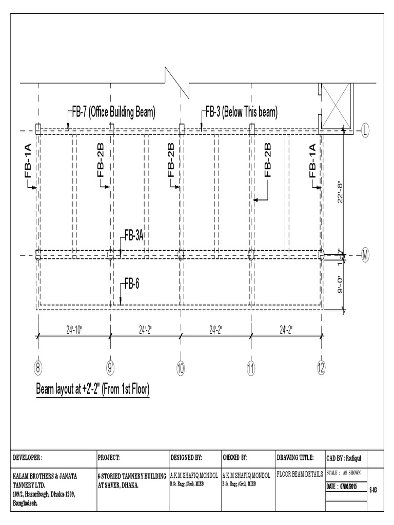 Floor Beam Layout at the Second Floor Level of a 6-Story Tannery ...