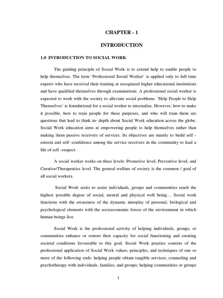 1.0 Introduction To Social Work: Chapter - 1 | PDF | Social Work ...