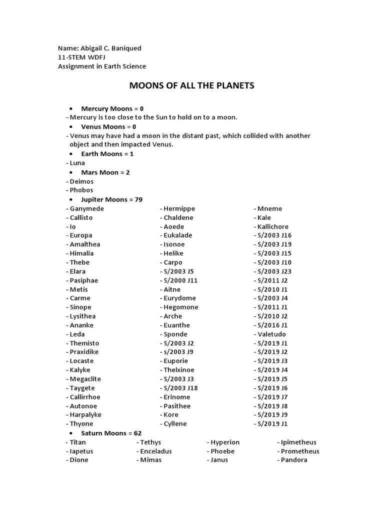 Moons of the Solar System Overview | PDF | Moon | Jupiter