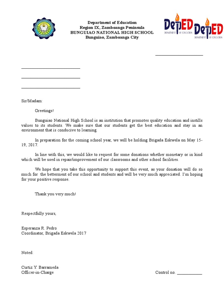 Solicitation Letter For Brigada | PDF