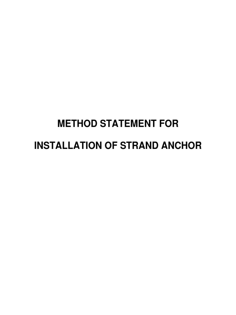 Method Statement For Installation of Strand Anchor | PDF | Anchor ...