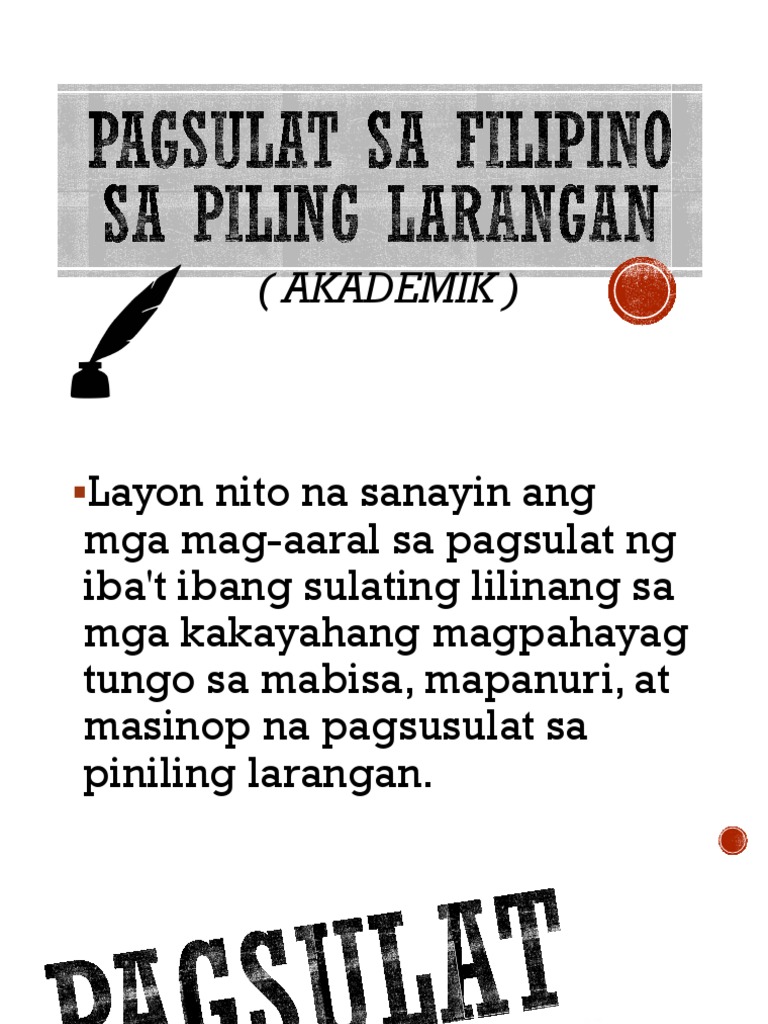 Pagsulat Sa Filipino Sa Piling Larangan | PDF