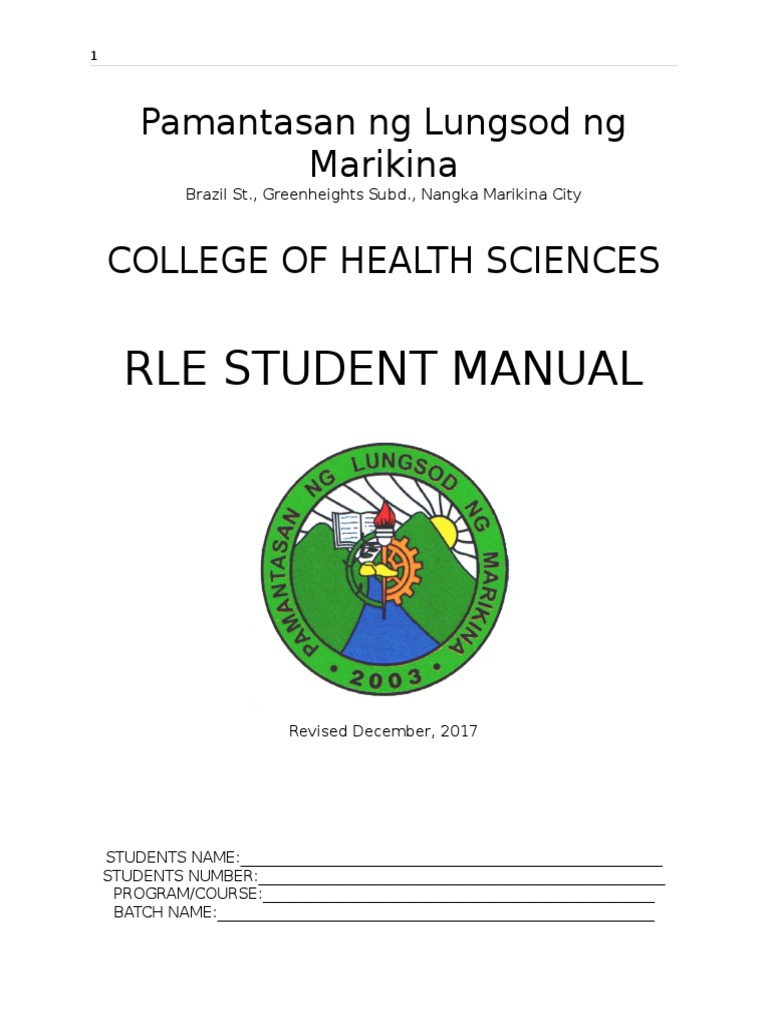 RLE Student Manual for Nursing Students | PDF | Nursing | Undergraduate ...