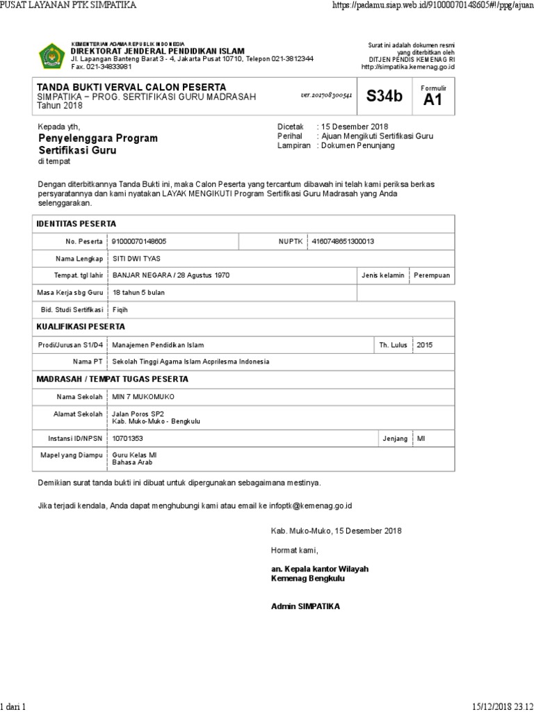 Formulir A1 Tyas | PDF