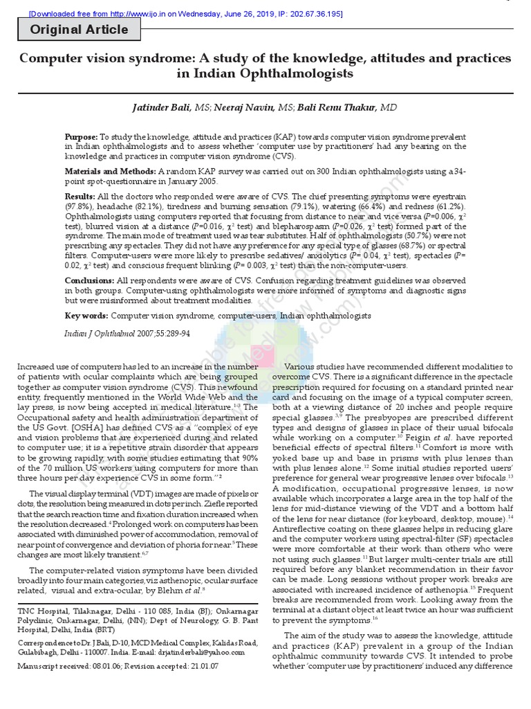 Effects of Computer Use | PDF | Glasses | Human Eye