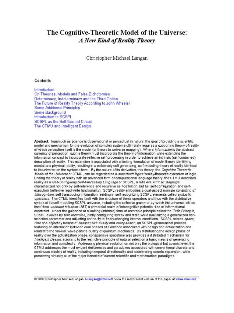 Christopher Langan - CTMU, The Cognitive-Theoretic Model of The ...