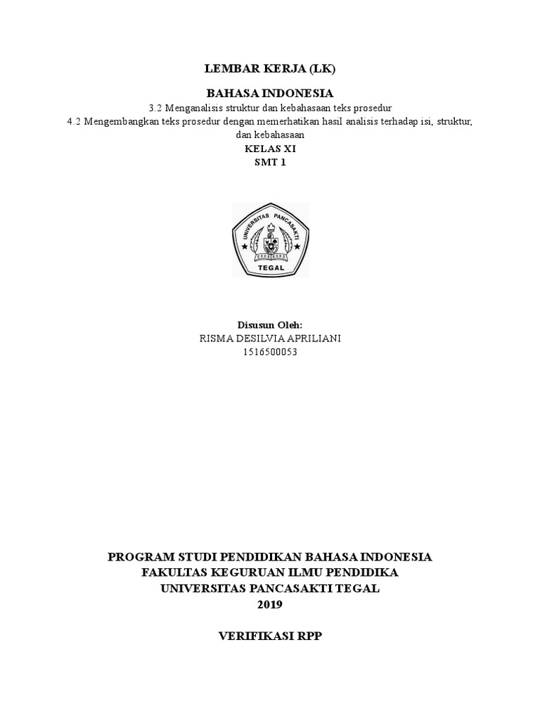 Lembar Kerja RPP Risma Desilvia Apriliani Pbi | PDF
