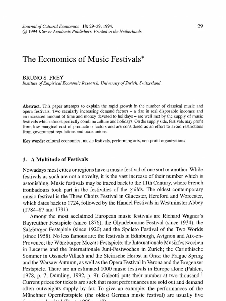 Economics of Music Festivals | PDF | Employment | Subsidy