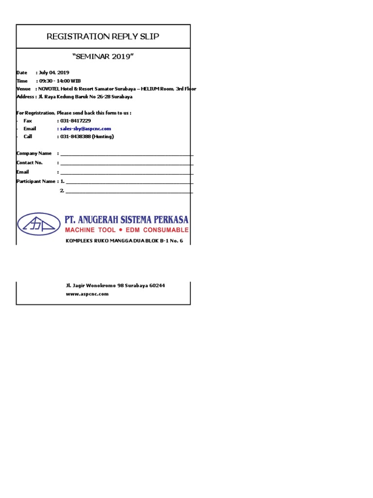 Registration Reply Slip: "SEMINAR 2019" | PDF | Business | Finance ...