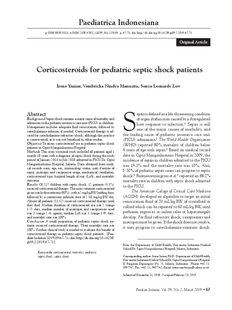 Paediatrica Indonesiana: Irene Yuniar, Vembricha Nindya Manusita, Sonya Leonardy Low | PDF ...