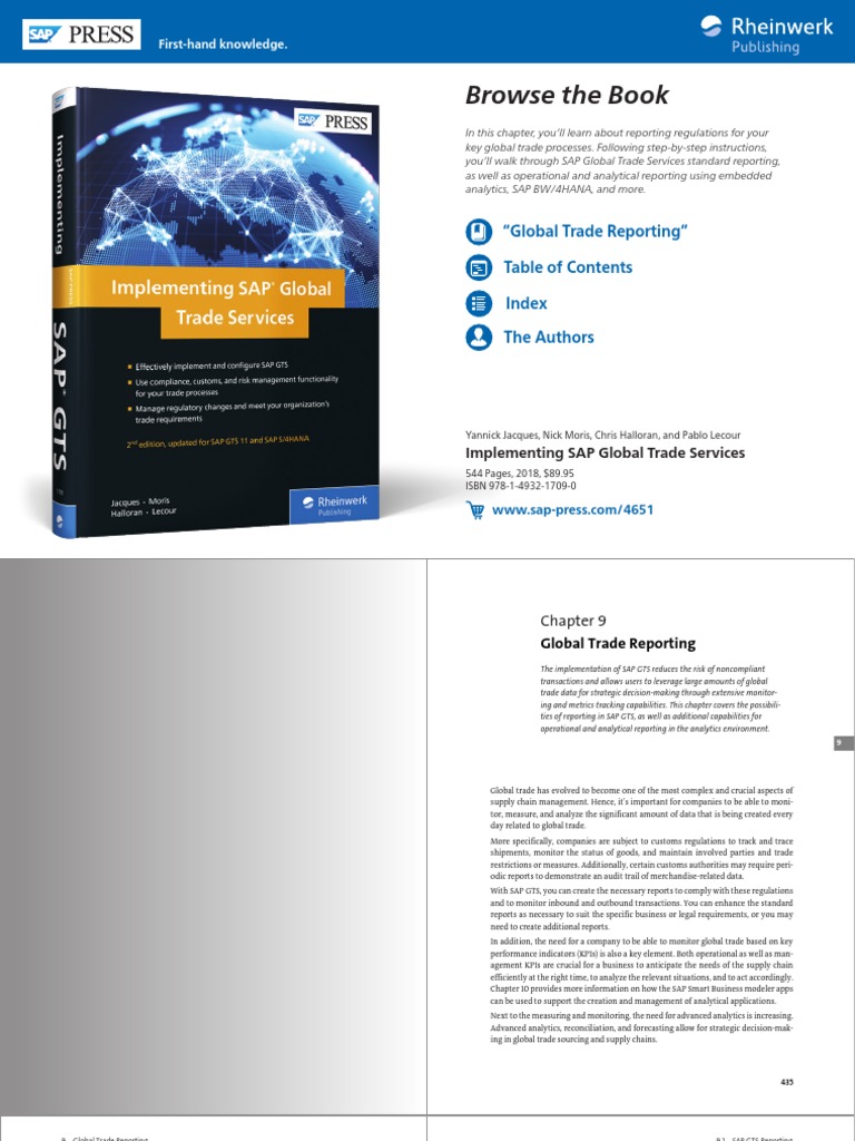 Reading Sample Sappress 1709 Implementingsapglobaltradeservices PDF ...