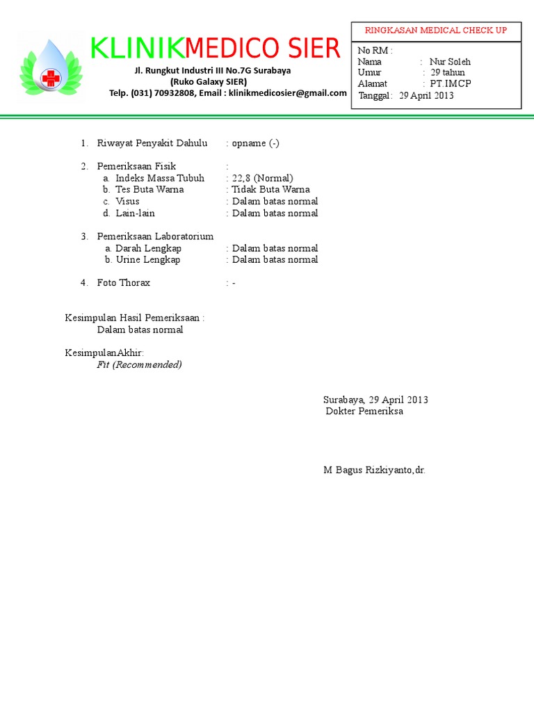 Contoh Surat Mcu Baru 2013 | PDF