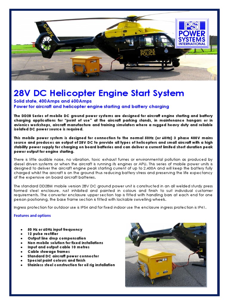 28V DC Helicopter Engine Start System | PDF | Power Supply | Mains ...