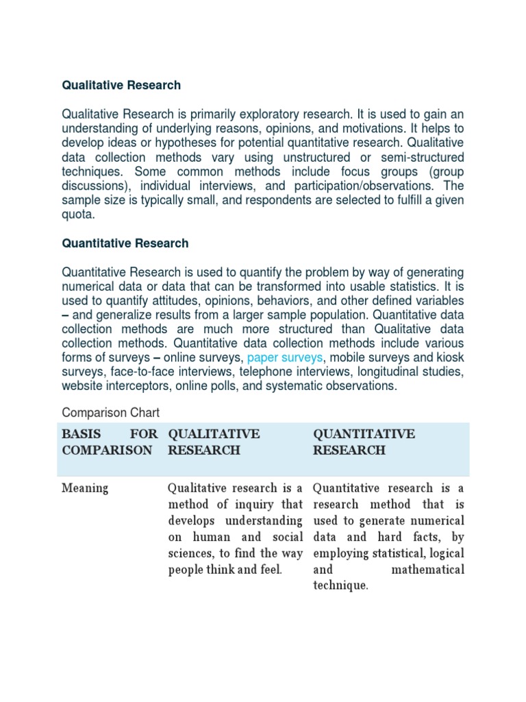 Qualitative & Quantitative Research | PDF | Qualitative Research ...