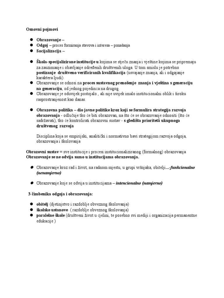 Sociologija Odgoja I Obrazovanja | PDF