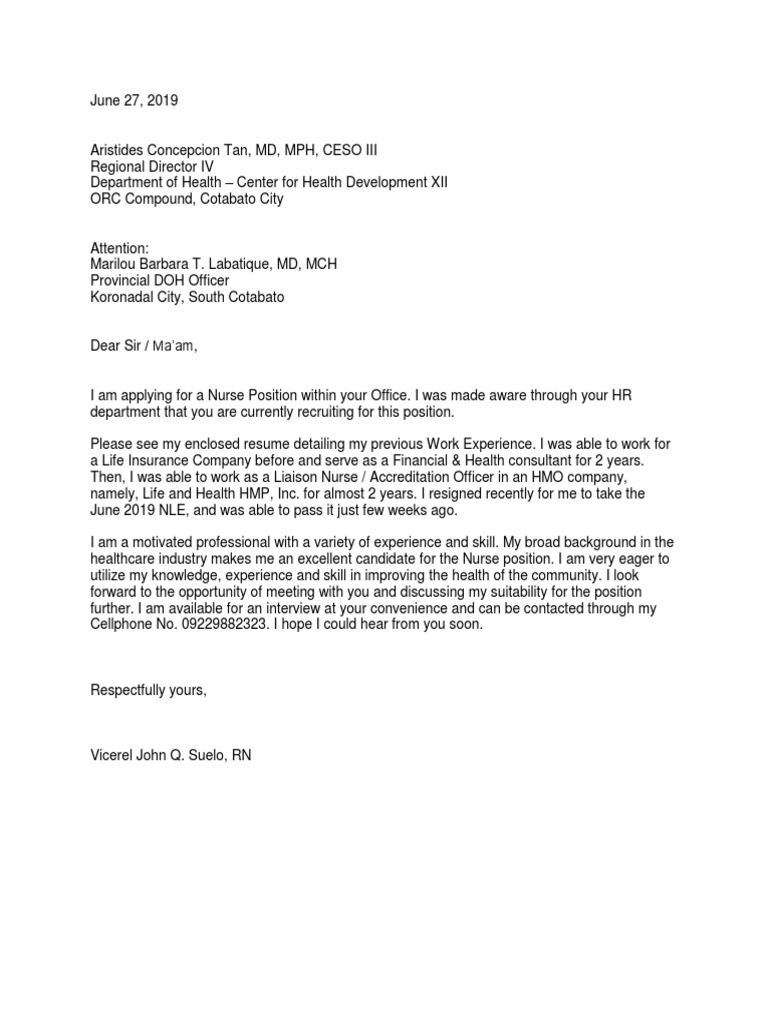 NDP Application Letter | PDF