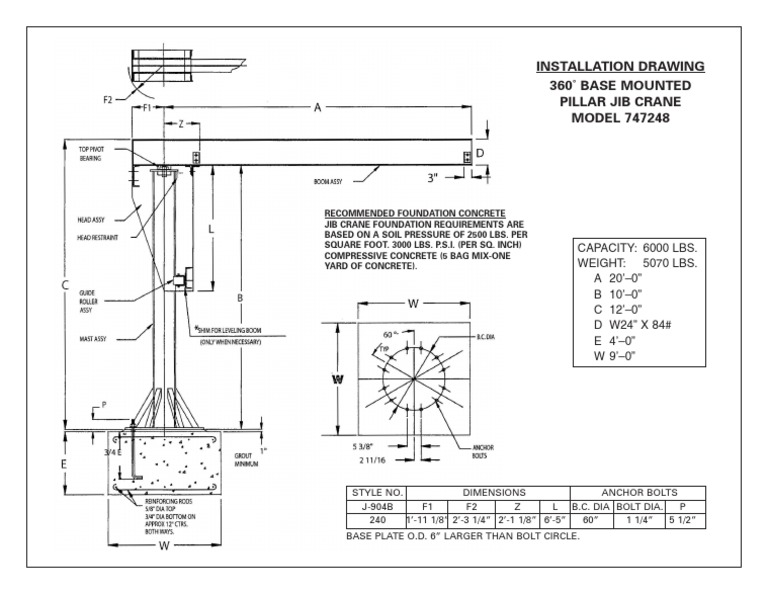 Pillar Jib Crane Installation Guide | PDF