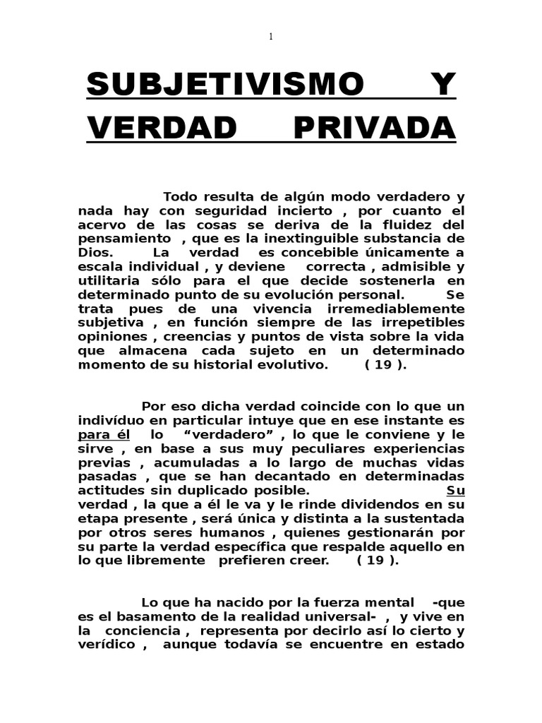 Verdad Subjetiva | PDF | Intuición | Verdad