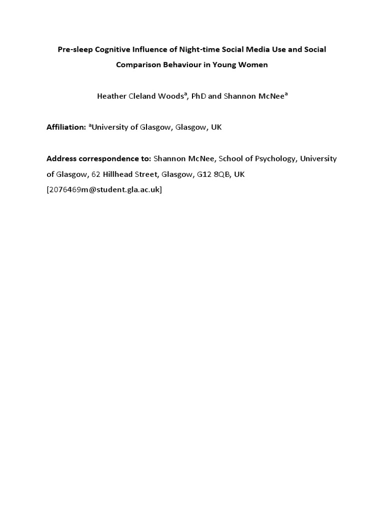 Social Media, Sleep, and Wellbeing in Women | PDF | Social Media ...