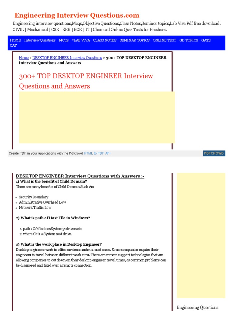 300+ Desktop Engineer Interview Questions | PDF | Booting | Operating ...