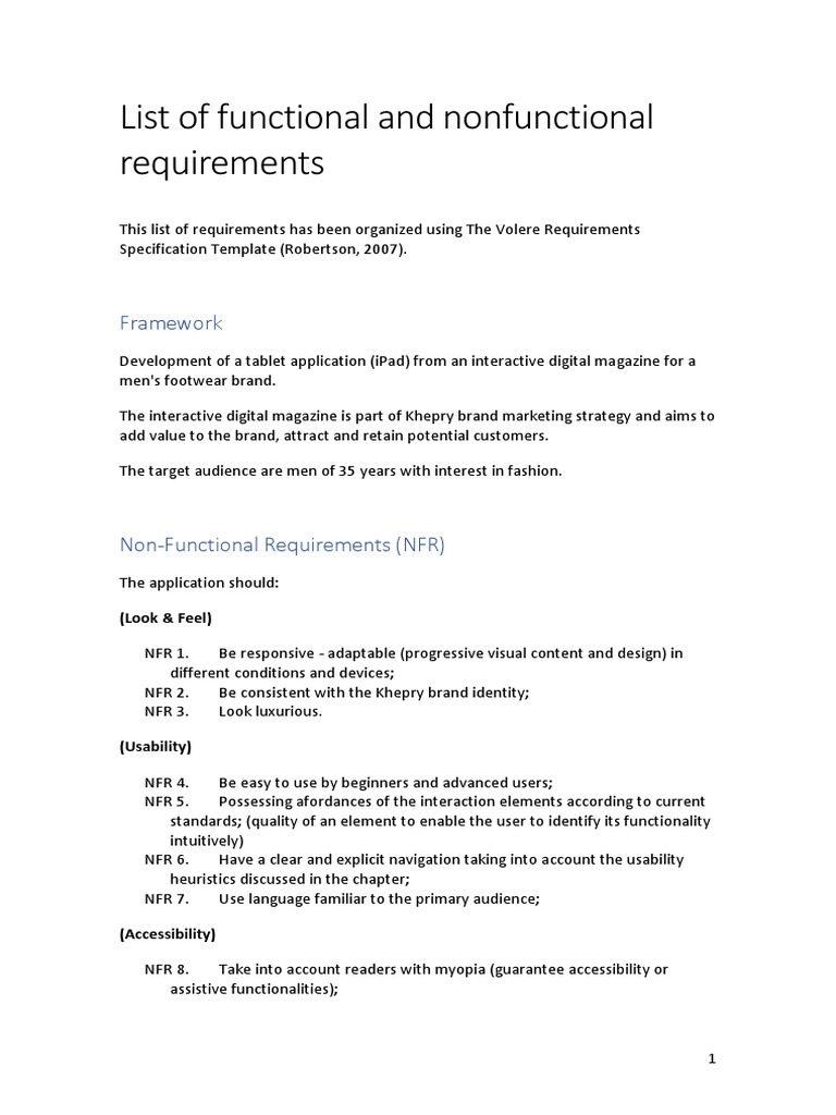 List of Functional and Nonfunctional Requirements | PDF | Usability | Brand