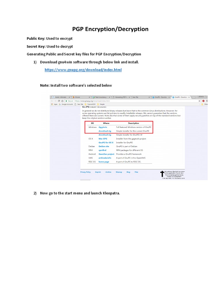 PGP Encryption/Decryption: Public Key: Used To Encrypt Secret Key: Used To Decrypt | PDF