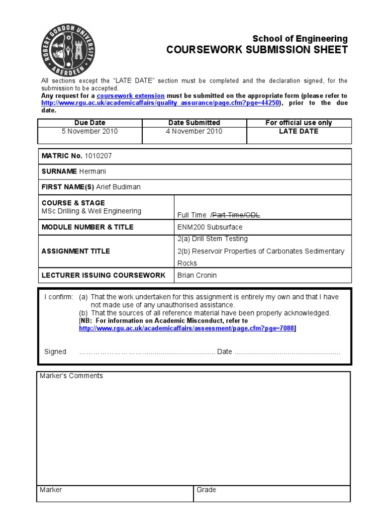 ENM200 Subsurface Course Work 2 Final | PDF | Sedimentary Rock | Casing ...