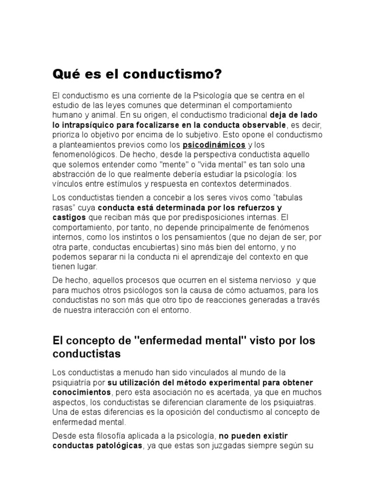 Qué Es El Conductismo | PDF