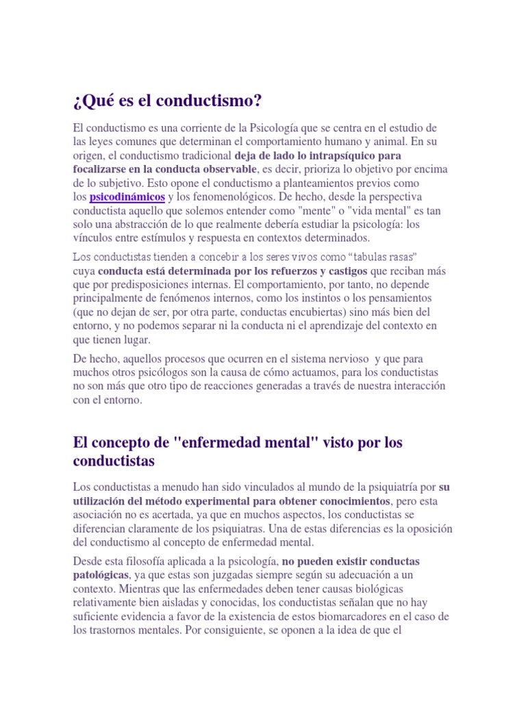 Qué Es El Conductismo | PDF | Sicología | Etología
