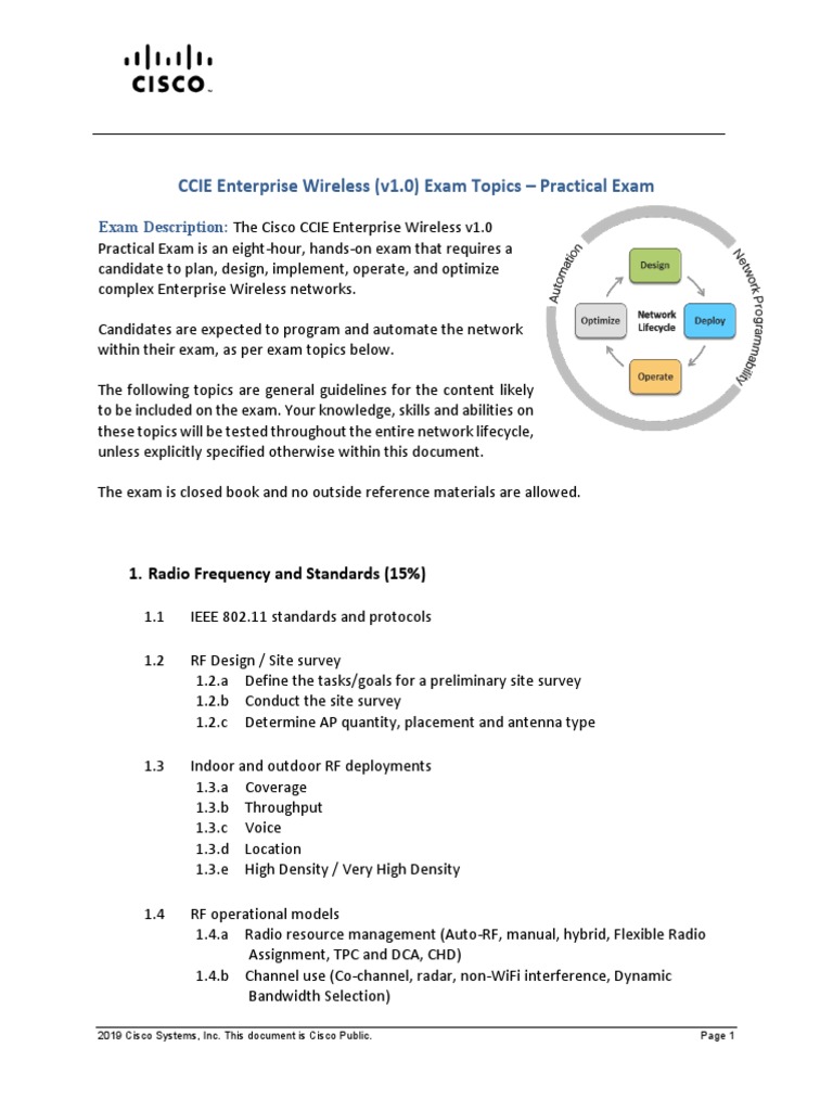 CCIE Enterprise Wireless v1 Exam Topics | PDF | Wireless Lan | Network Switch