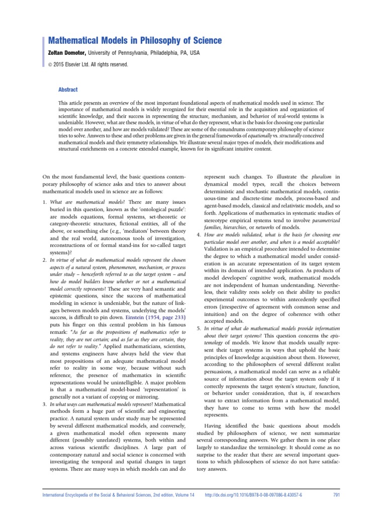 Mathematical Models in Science Philosophy | PDF | Mathematical Model ...