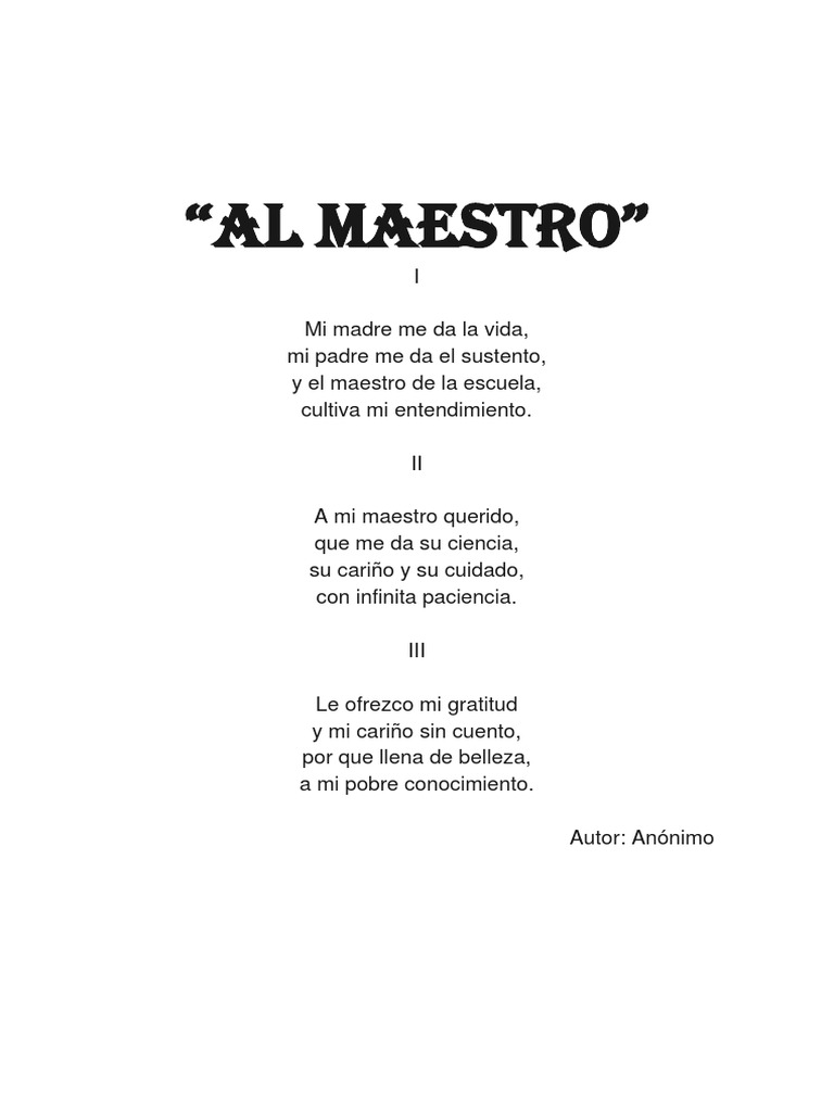 Al Maestro | PDF | Poesía