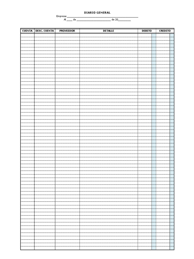 Ejemplo de Diario General Contable | PDF | Finanzas y dinero