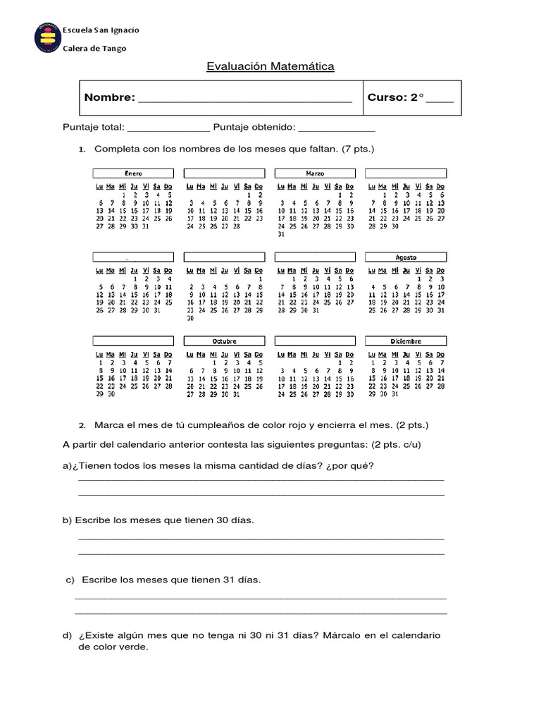Prueba de Calendario | PDF