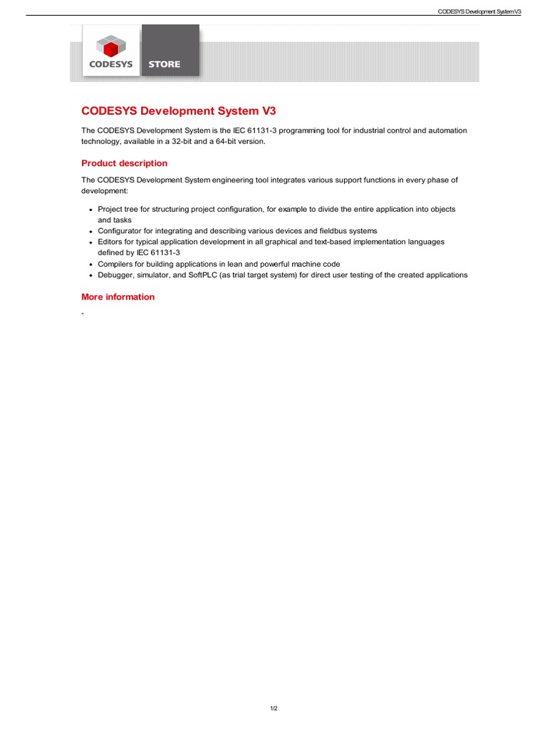 CODESYS Development System V3: Product Description | PDF | Areas Of ...