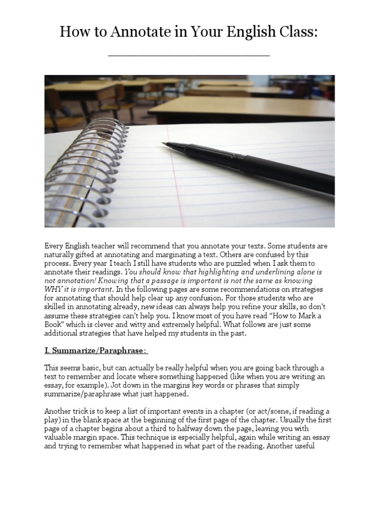 Strategies for Annotating Texts in English | PDF | Poetry | Narration