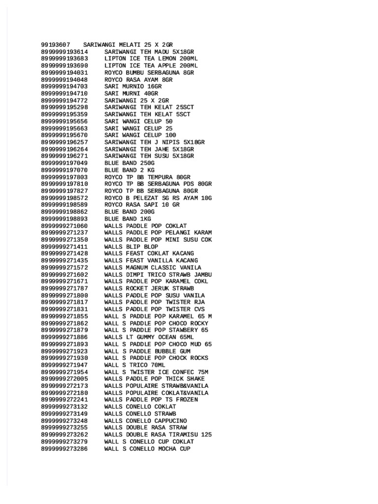Walls Conello Product List | PDF | Non Alcoholic Drinks | Coffee