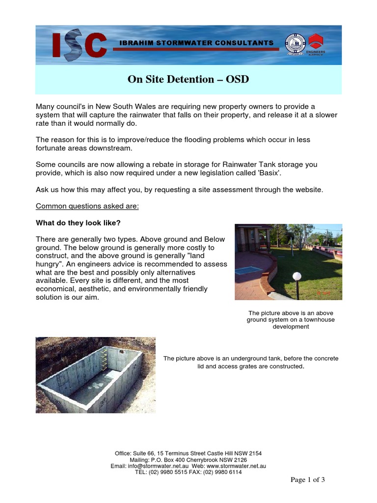 UPRCT Ny What Is On-Site Stormwater Detention | PDF | Surface Runoff ...