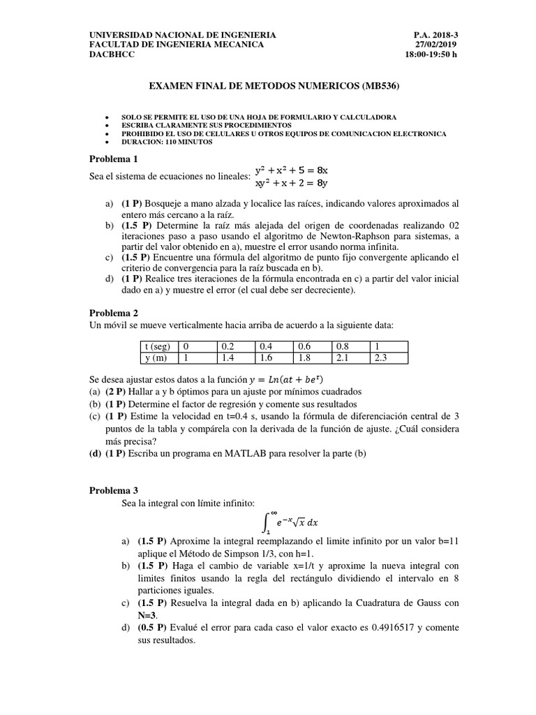 MB536 Metodos Numericos | PDF | Integral | Análisis numérico