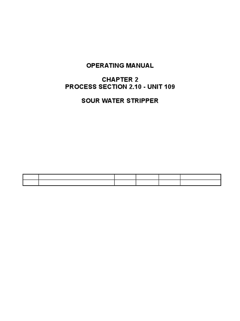 Operating Manual Process Section 2.10 - Unit 109 Sour Water Stripper ...