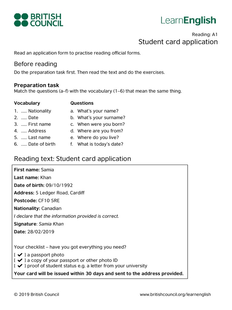 11 Student Card Application | PDF | Government And Personhood