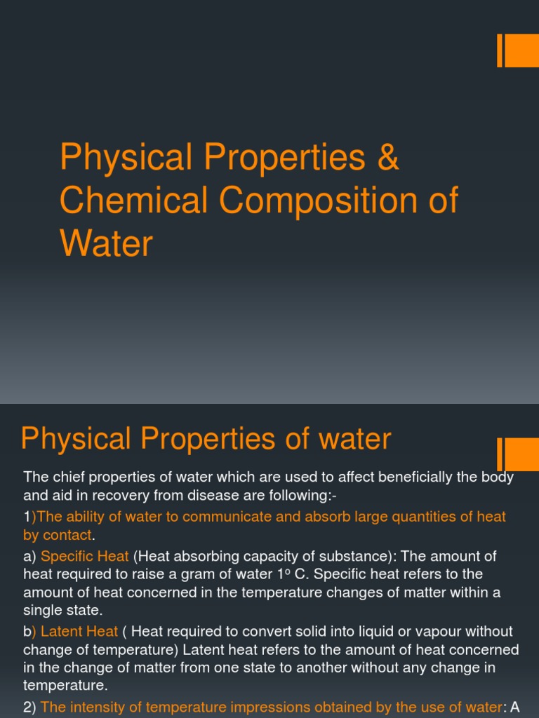 Physical & Chemical of H2O | PDF | Heat | Properties Of Water