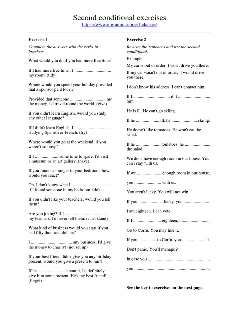 Second Conditional Worksheet PDF | PDF | Linguistics | Syntax