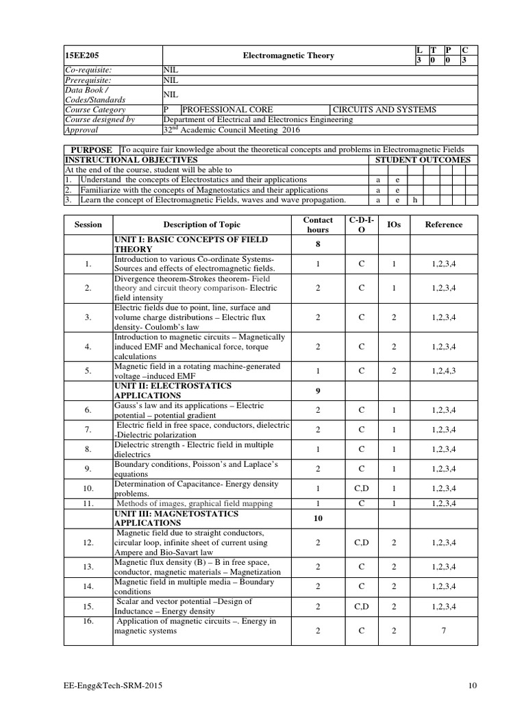 EE205 ElectromagneticTheory | PDF | Magnetic Field | Field (Physics)