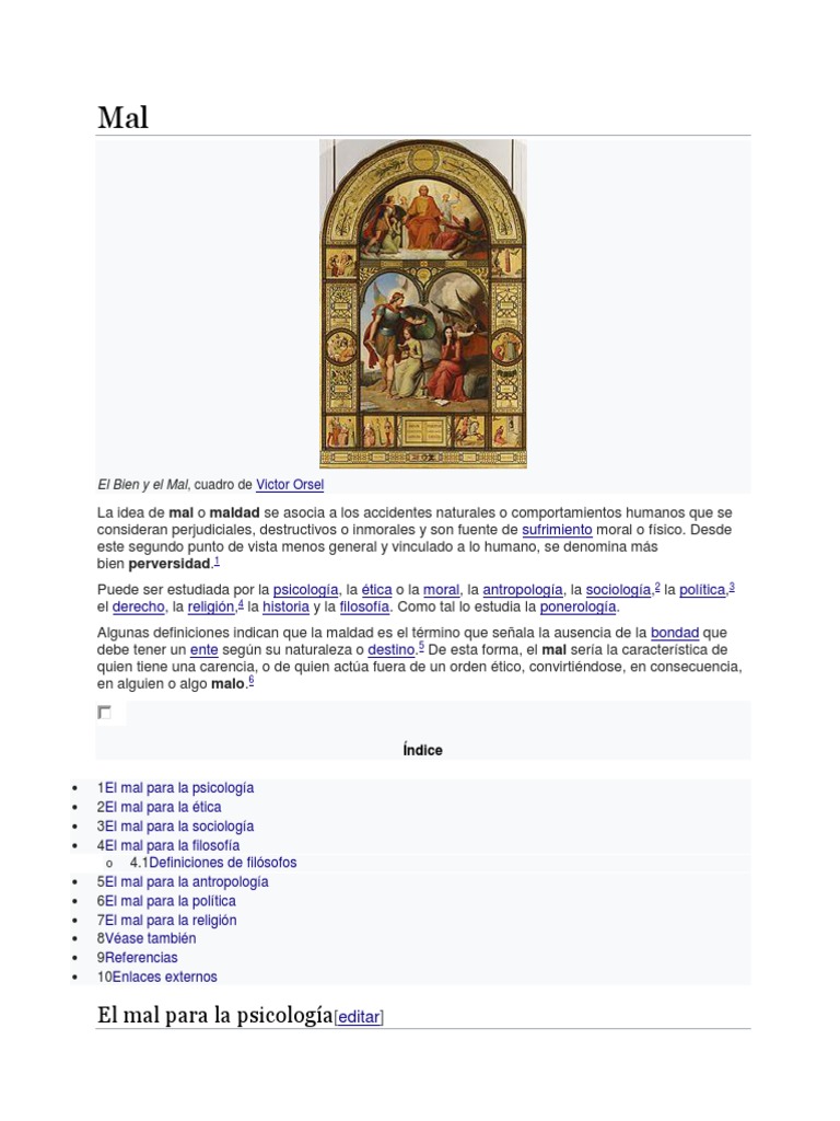 Definición y naturaleza del mal | PDF | Mal | Metafísica