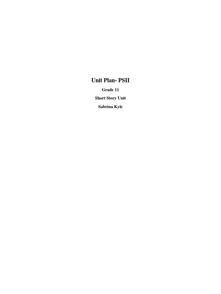 Grade 11 Short Story Unit Plan | PDF | Narrative | Communication