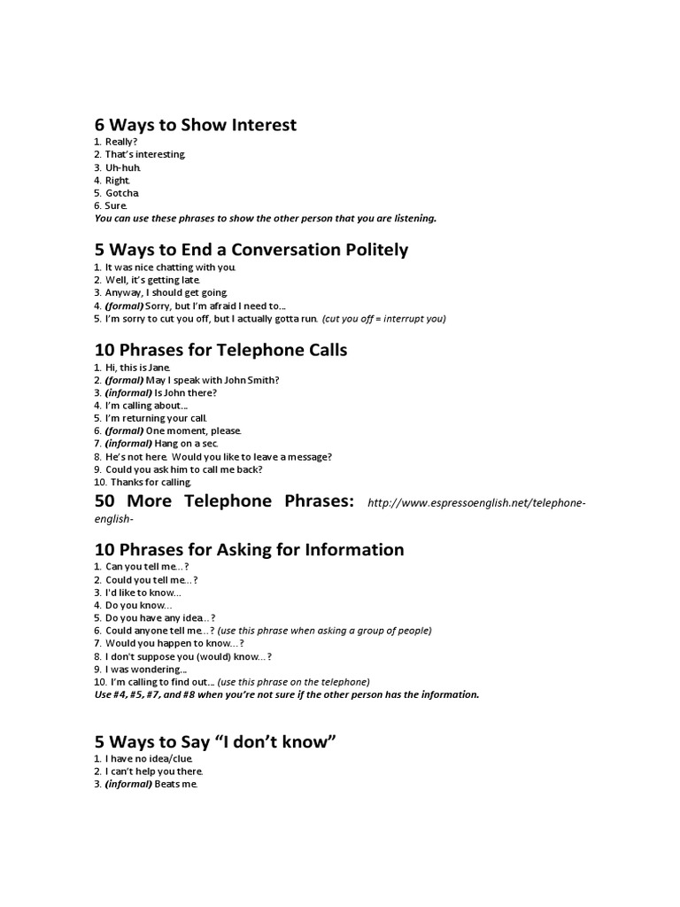 6 Ways To Show Interest: English | PDF