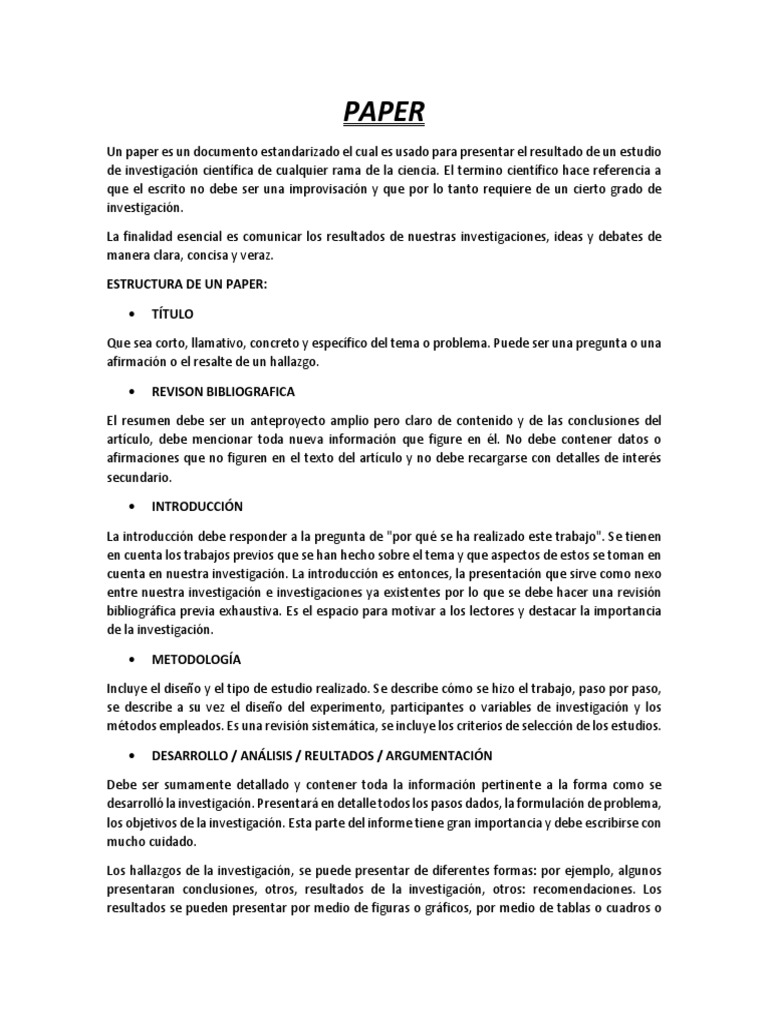 Paper: Estructura de Un Paper: Título | PDF | Interacciones de ...