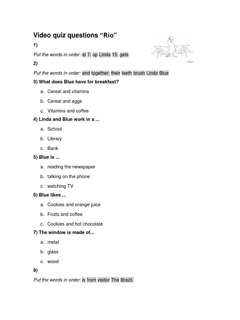 Video Quiz Questions RIO | PDF