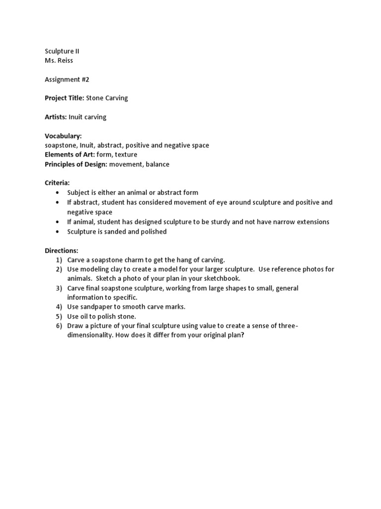Stone Carving Project for Sculpture II | PDF